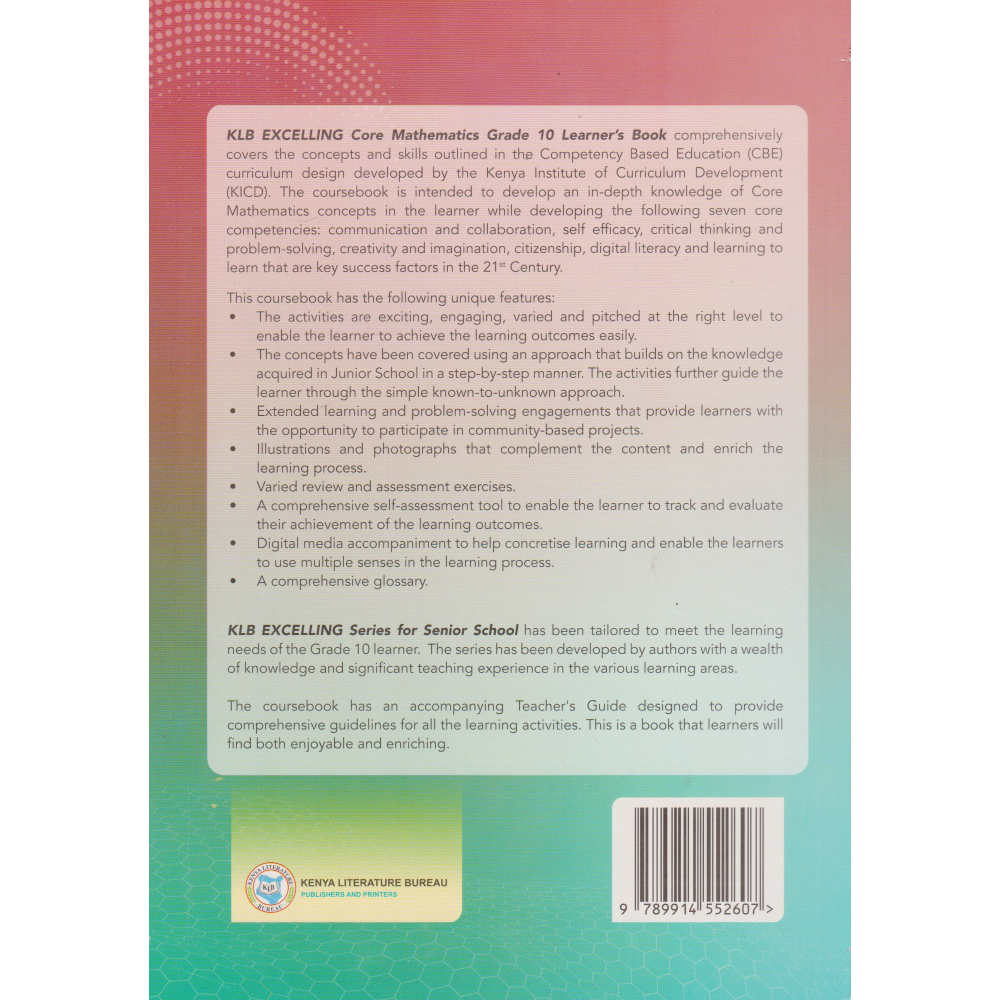 KLB Excelling Core Mathematics GD10 (Rtd) - Savanis Book Centre